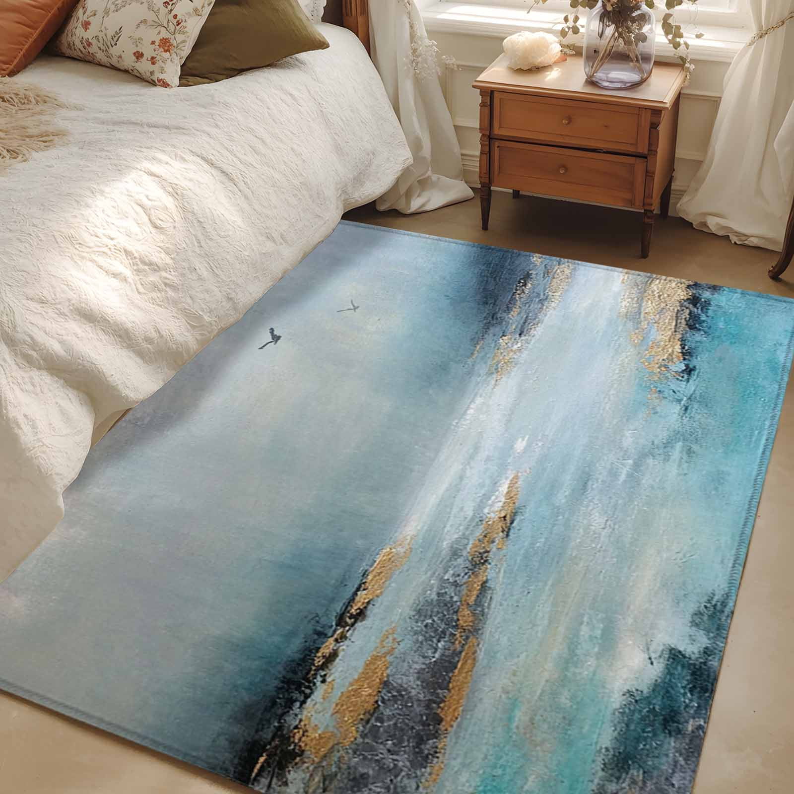 Area Rug for Living Room, Modern Oil Painting Non-Slip Indoor Large ...