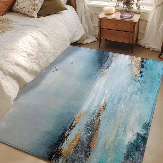 Area Rug for Living Room, Modern Oil Painting Non-Slip Indoor Large ...