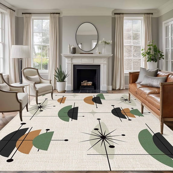 Area Rug for Living Room, Navy Bohemian Non-Slip Indoor Large Carpet ...