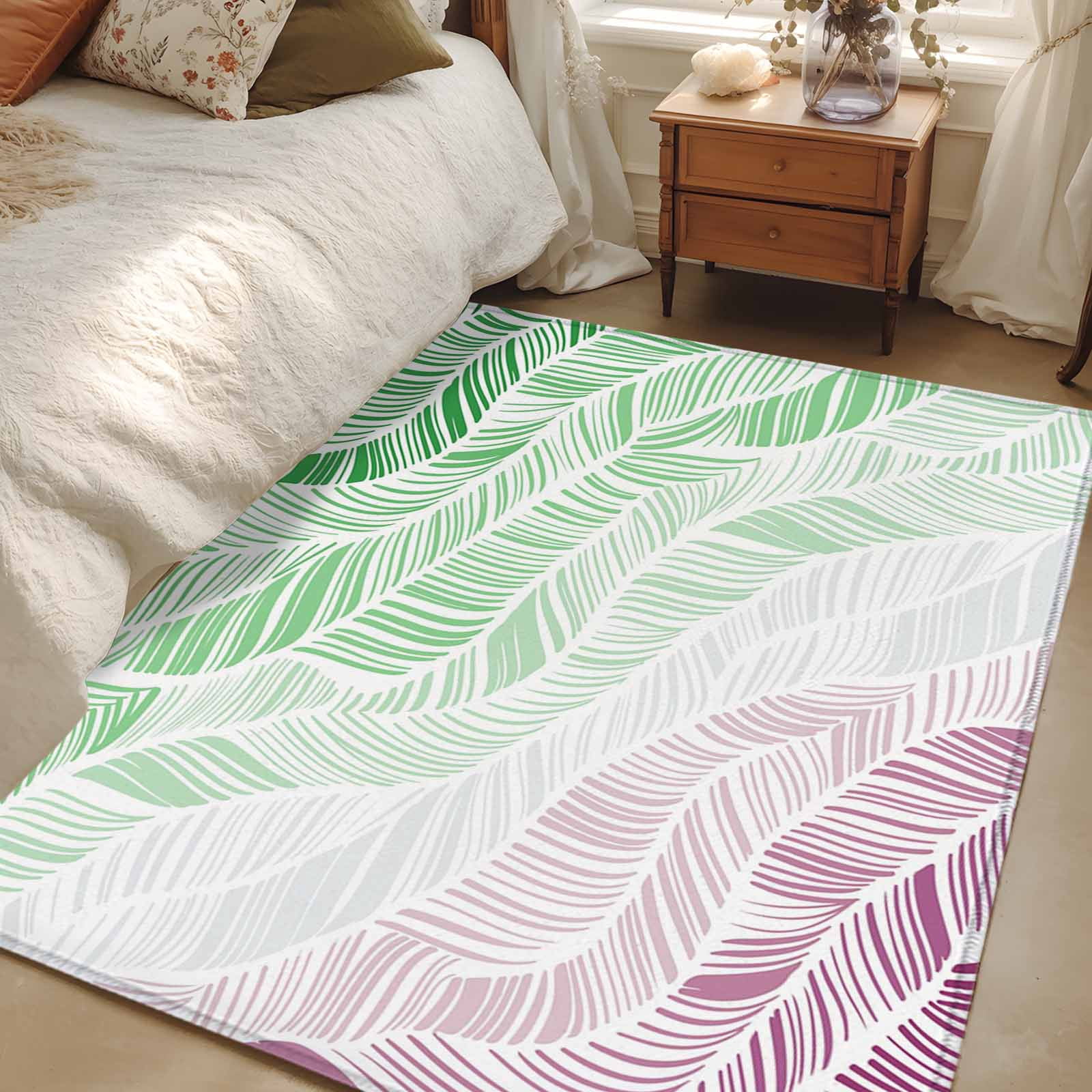 Area Rug for Living Room, Ombre Green Pink Non-Slip Indoor Large Carpet ...