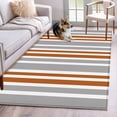 Area Rug for Living Room, Orange Grey Stripes Non-Slip Indoor Large ...