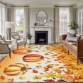 Area Rug for Living Room, Orange Pumpkins Fall Non-Slip Indoor Large ...