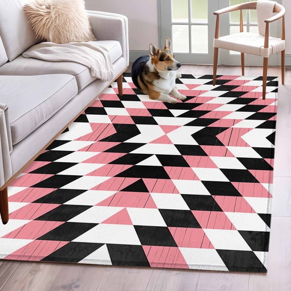 Area Rug for Living Room, Pink Aztec Non-Slip Indoor Large Carpet for ...