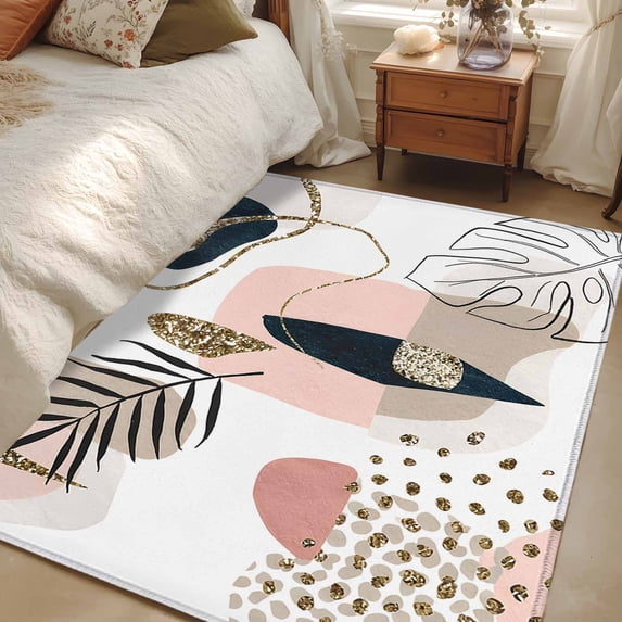 Area Rug for Living Room, Pink Boho Non-Slip Indoor Large Carpet for ...