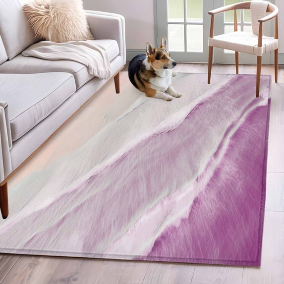 Area Rug for Living Room, Pink Coastal Wave Non-Slip Indoor Large ...