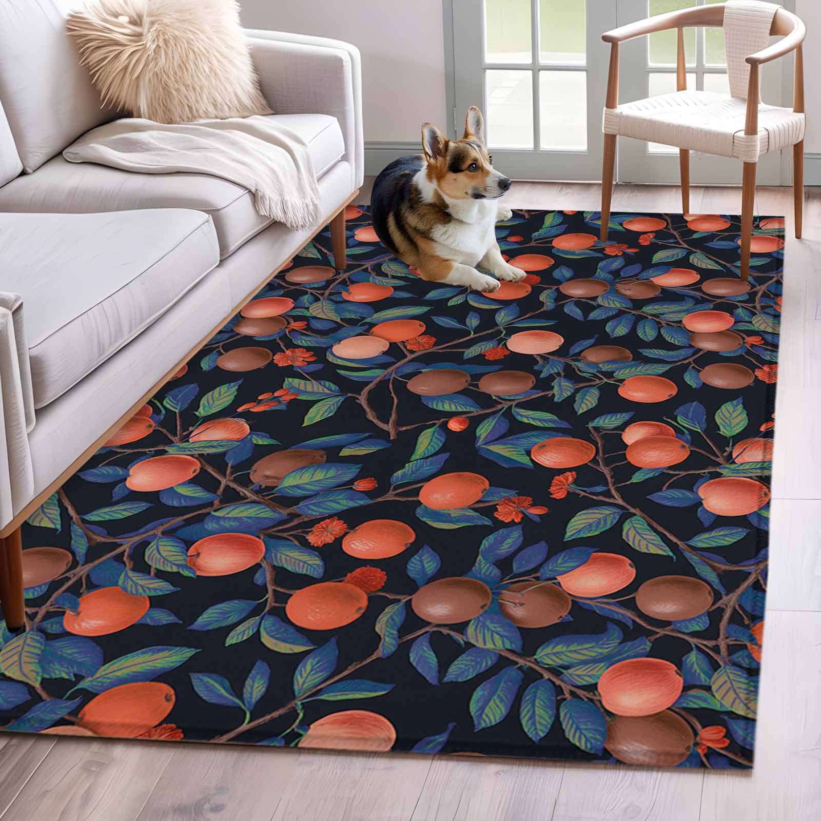 Area Rug for Living Room, Pink Lemons Non-Slip Indoor Large Carpet for ...