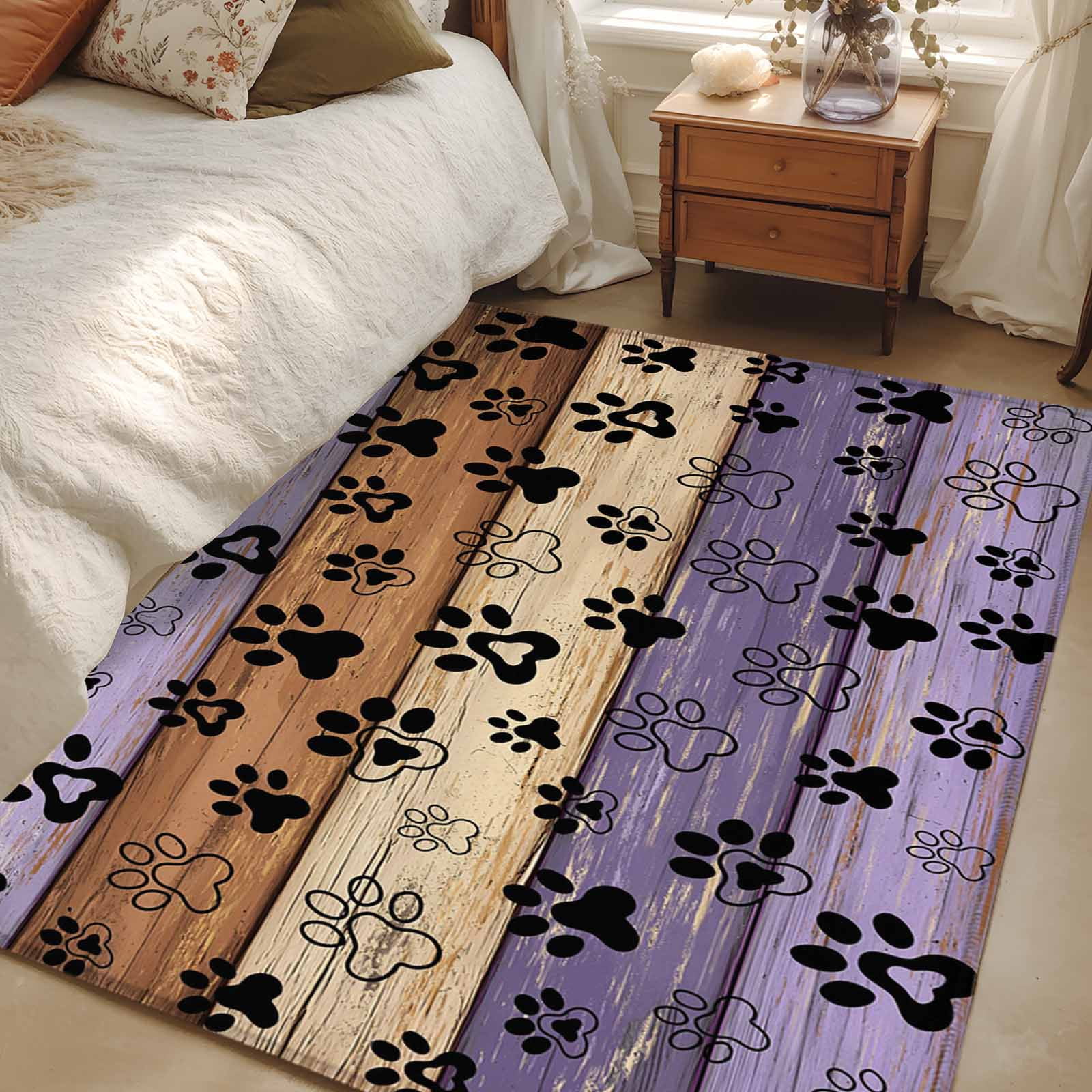 Area Rug for Living Room, Purple Brown Non-Slip Indoor Large Carpet for ...