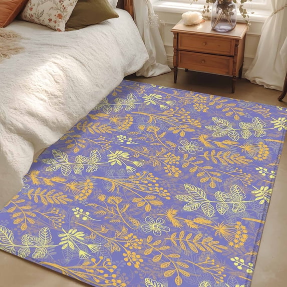 Area Rug for Living Room, Purple Dandelion Non-Slip Indoor Large Carpet ...