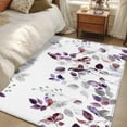 Area Rug for Living Room, Purple Grey Leaves Non-Slip Indoor Large ...