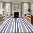 Area Rug for Living Room, Purple Grey Striped Non-Slip Indoor Large ...