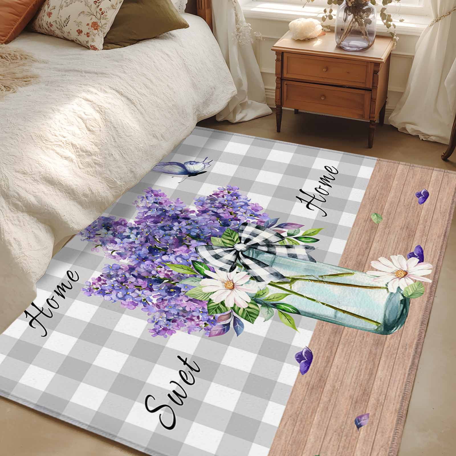 Area Rug for Living Room, Purple Lavender Non-Slip Indoor Large Carpet ...