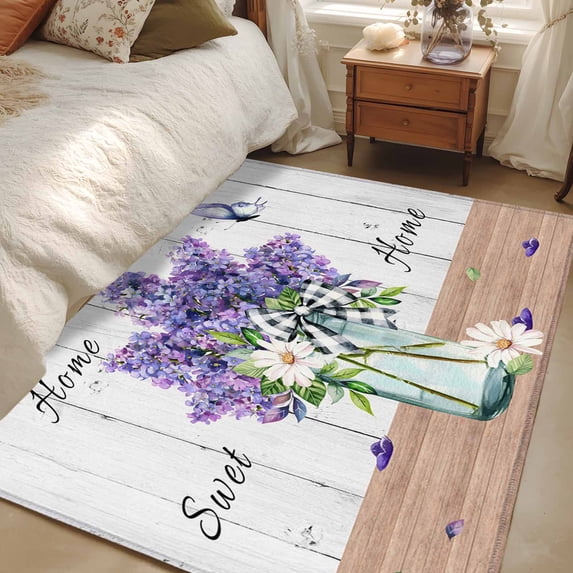 Area Rug for Living Room, Purple Lavender Non-Slip Indoor Large Carpet ...