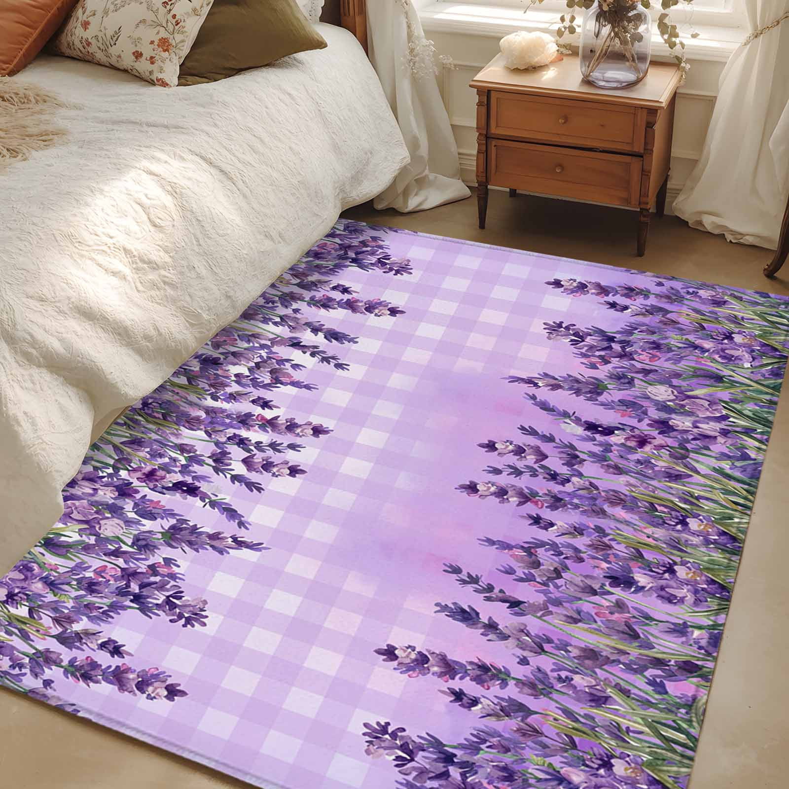Area Rug for Living Room, Purple Lavender Non-Slip Indoor Large Carpet ...