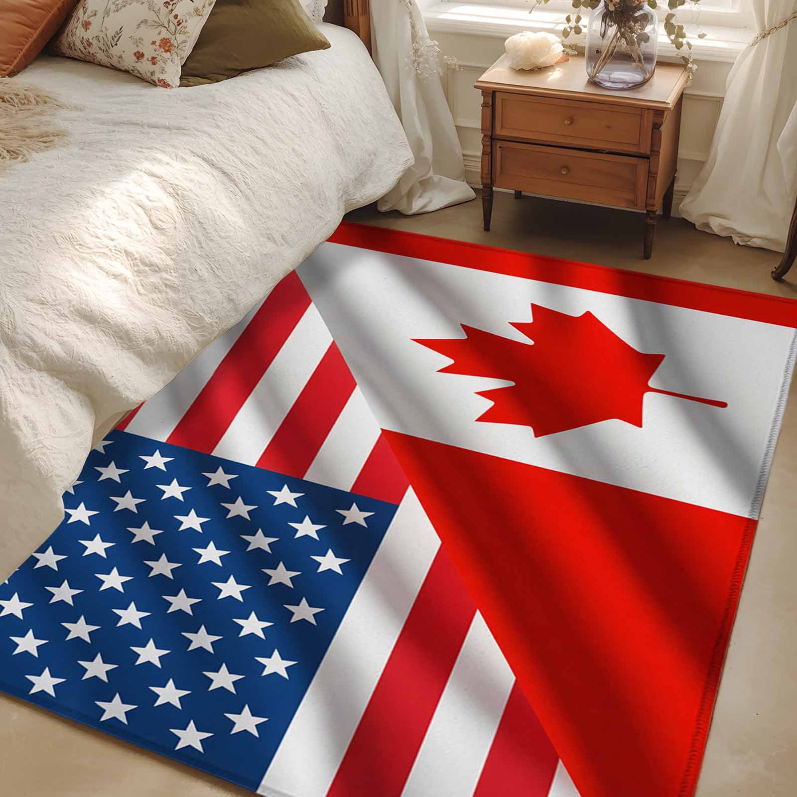 Area Rug for Living Room, Red Blue American Flag Non-Slip Indoor Large ...