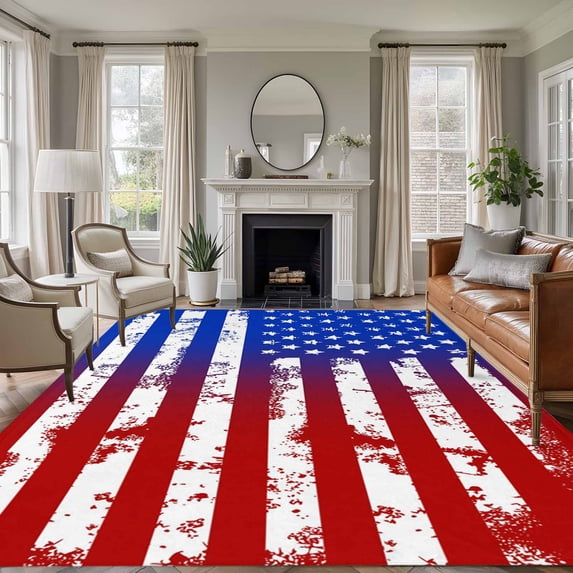 Area Rug for Living Room, Red Blue Non-Slip Indoor Ex Large Carpet for ...