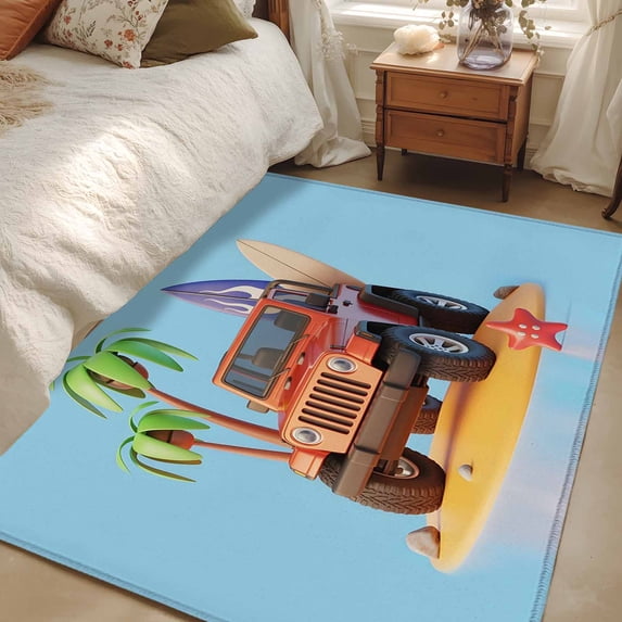 Area Rug for Living Room, Red Car Non-Slip Indoor Large Carpet for ...