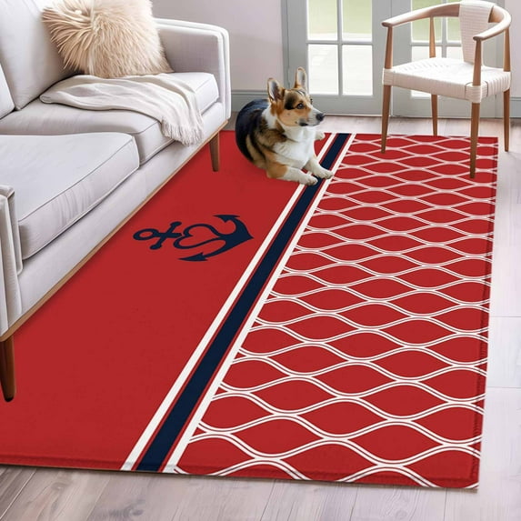 Area Rug for Living Room, Red Morocco Non-Slip Indoor Large Carpet for ...