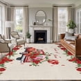 Area Rug for Living Room, Red Roses Valentine's Day Non-Slip Indoor ...