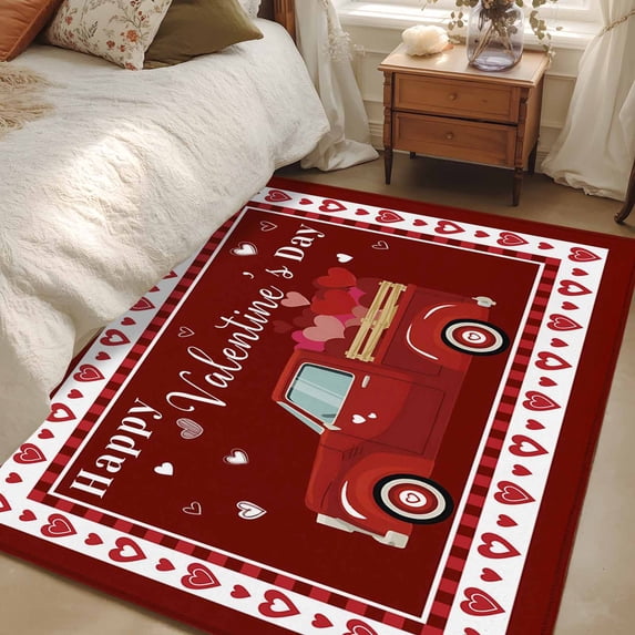 Area Rug for Living Room, Red Valentine's Day Non-Slip Indoor Large ...