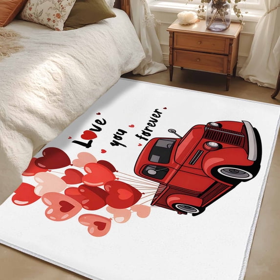 Area Rug for Living Room, Red Valentine's Day Non-Slip Indoor Large ...