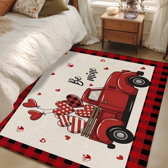 Area Rug for Living Room, Red Valentine's Day Non-Slip Indoor Large ...