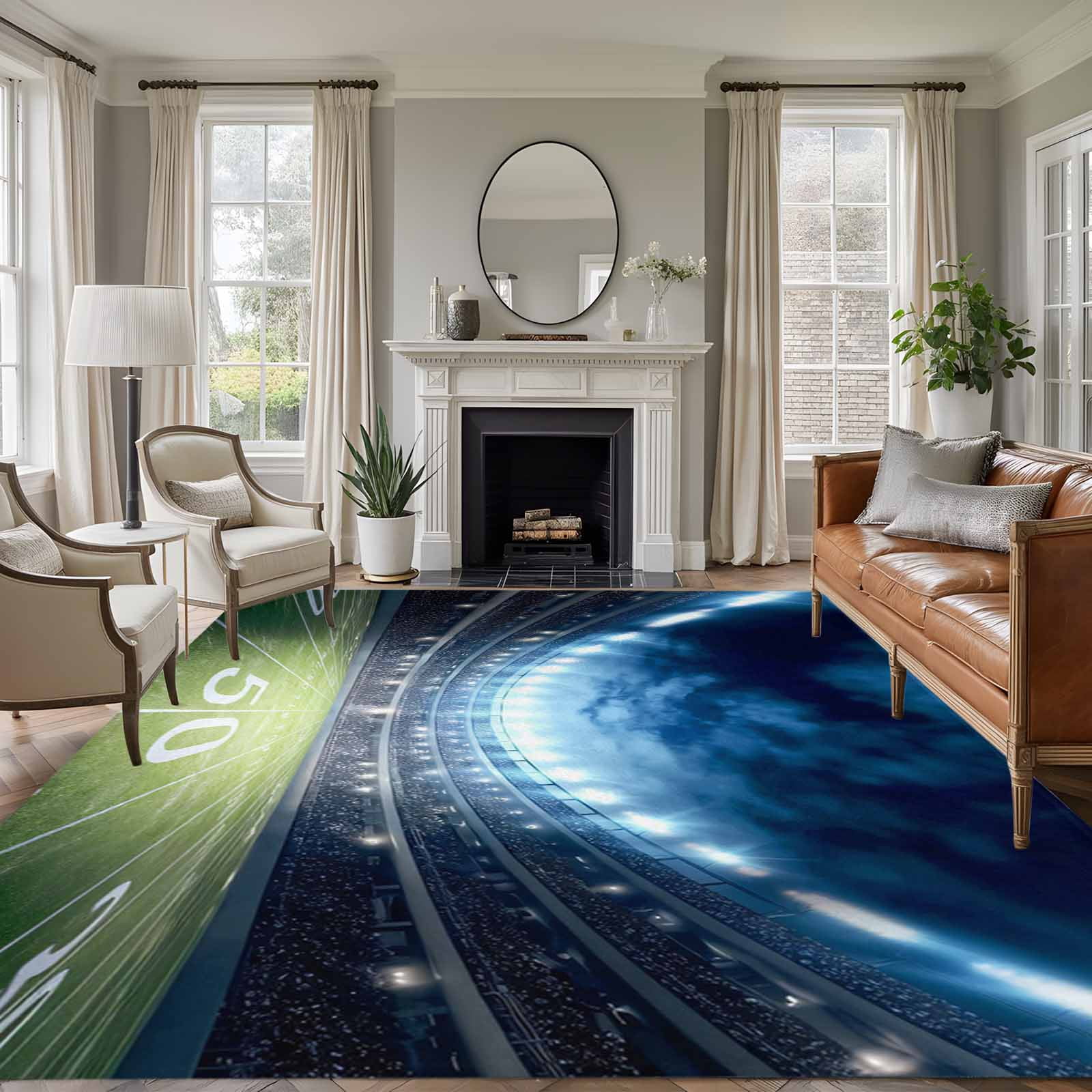 Area Rug for Living Room, Rugby Non-Slip Indoor Large Carpet for ...