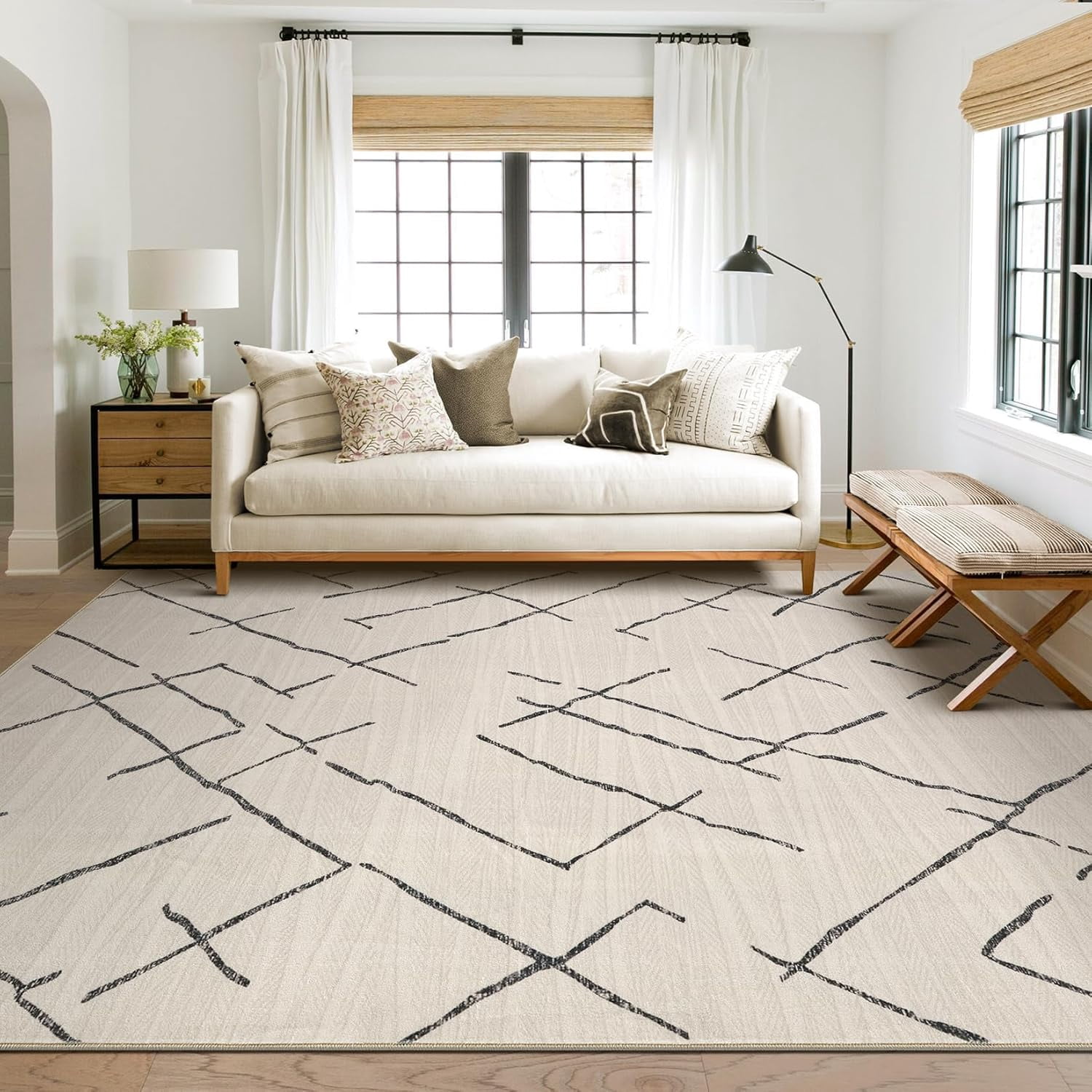 Area Rug Living Room Rugs - 5X7 Washable Boho Farmhouse Bohemian ...