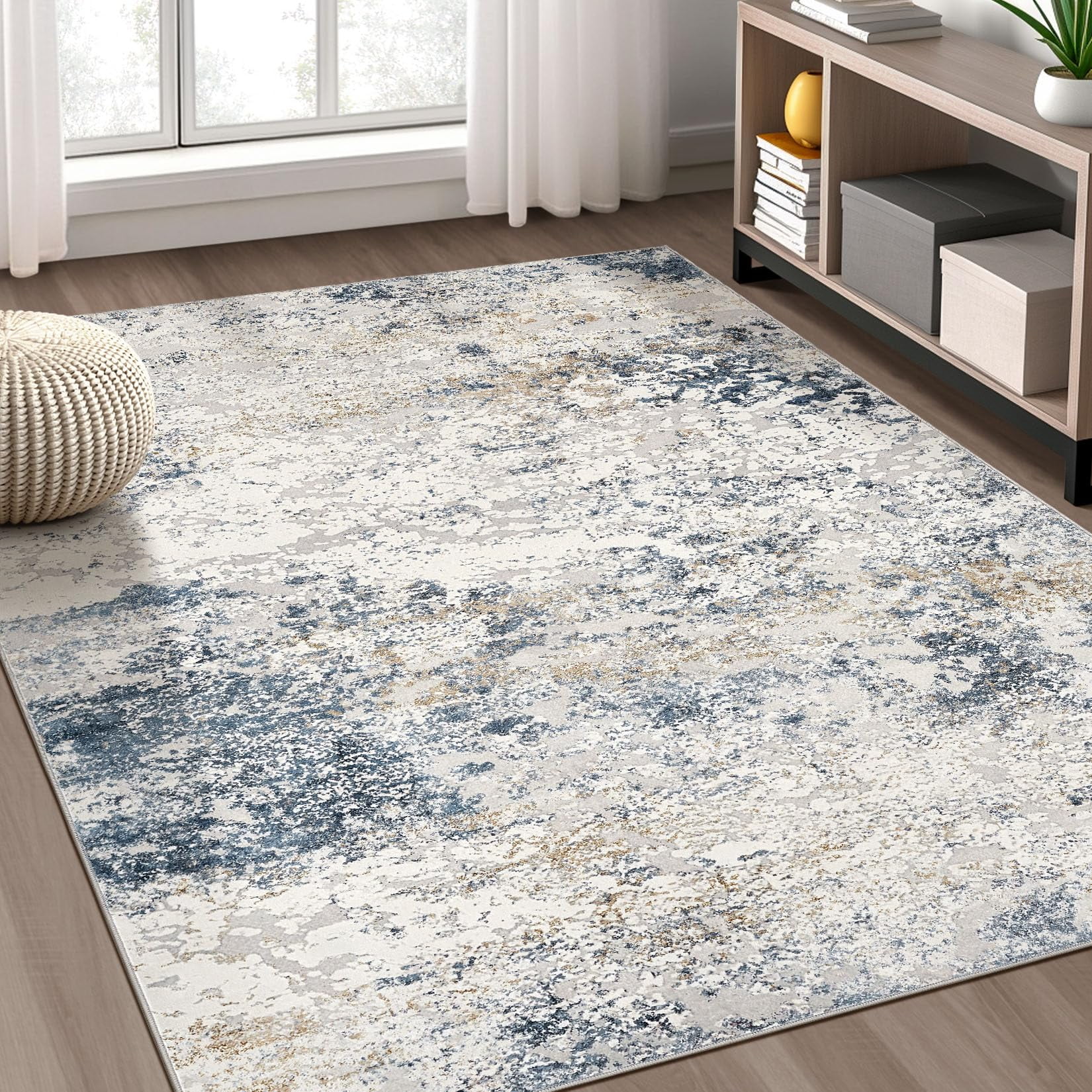 Area Rug Living Room Rugs - 5x7 Abstract Large Soft Indoor Washable Rug ...
