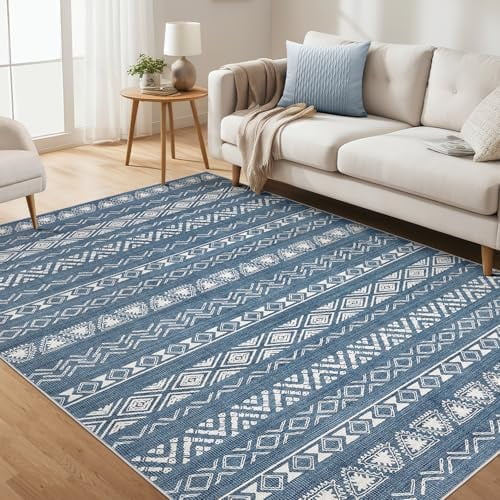 Area Rug Living Room Rugs - 6X9 Washable Boho Farmhouse Bohemian ...