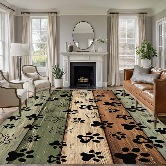 Area Rug for Living Room, Sage Green Brown Non-Slip Indoor Large Carpet ...