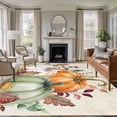 Area Rug for Living Room, Sage Green Fall Pumpkins Non-Slip Indoor ...