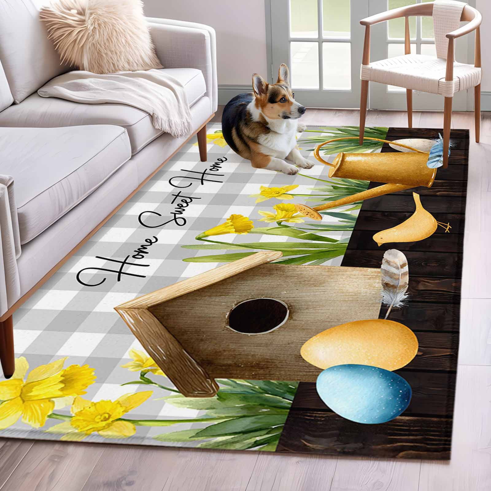 Area Rug for Living Room, Spring Non-Slip Indoor Large Carpet for ...