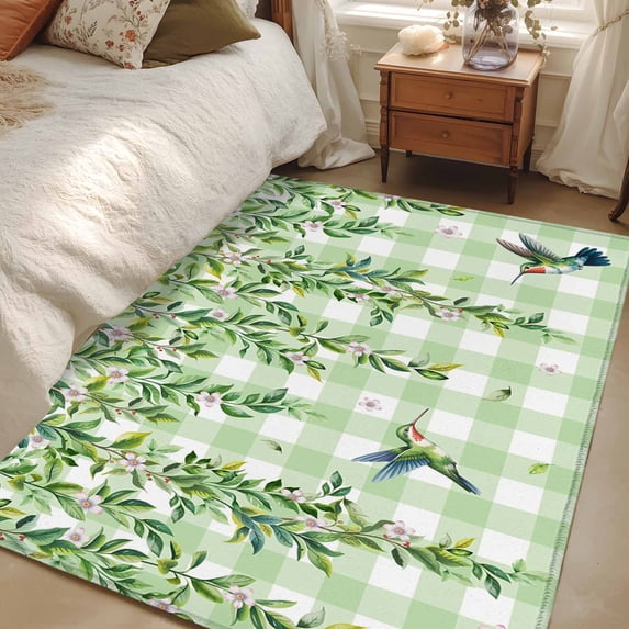 Area Rug for Living Room, Spring Plants Non-Slip Indoor Large Carpet ...