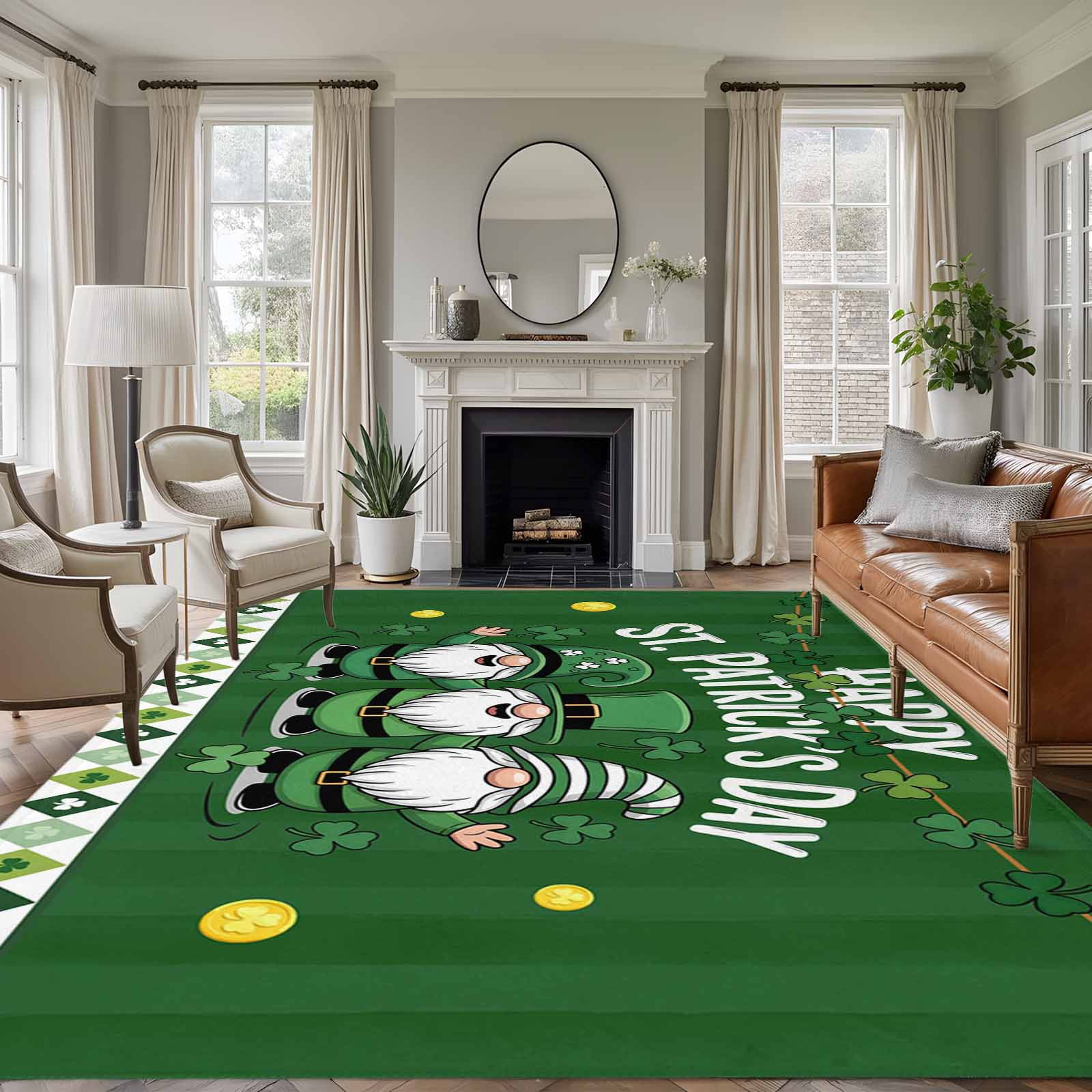 Area Rug for Living Room, St. Patrick's Day Non-Slip Indoor Large ...