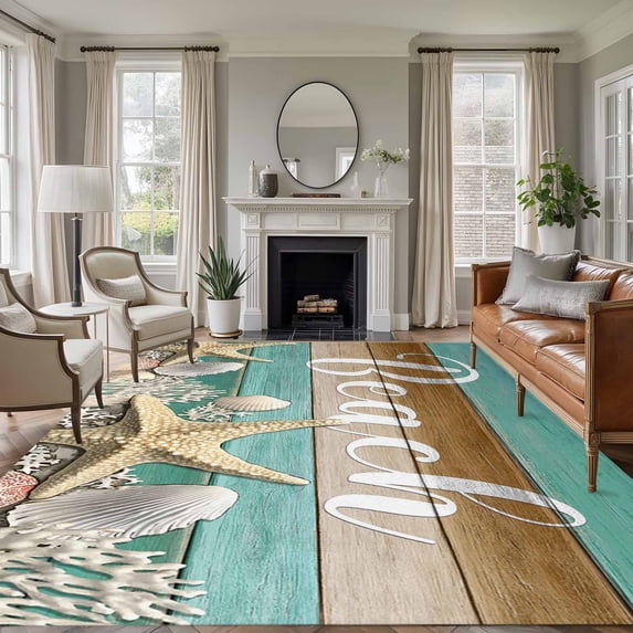 Area Rug for Living Room, Starfish Non-Slip Indoor Large Carpet for ...
