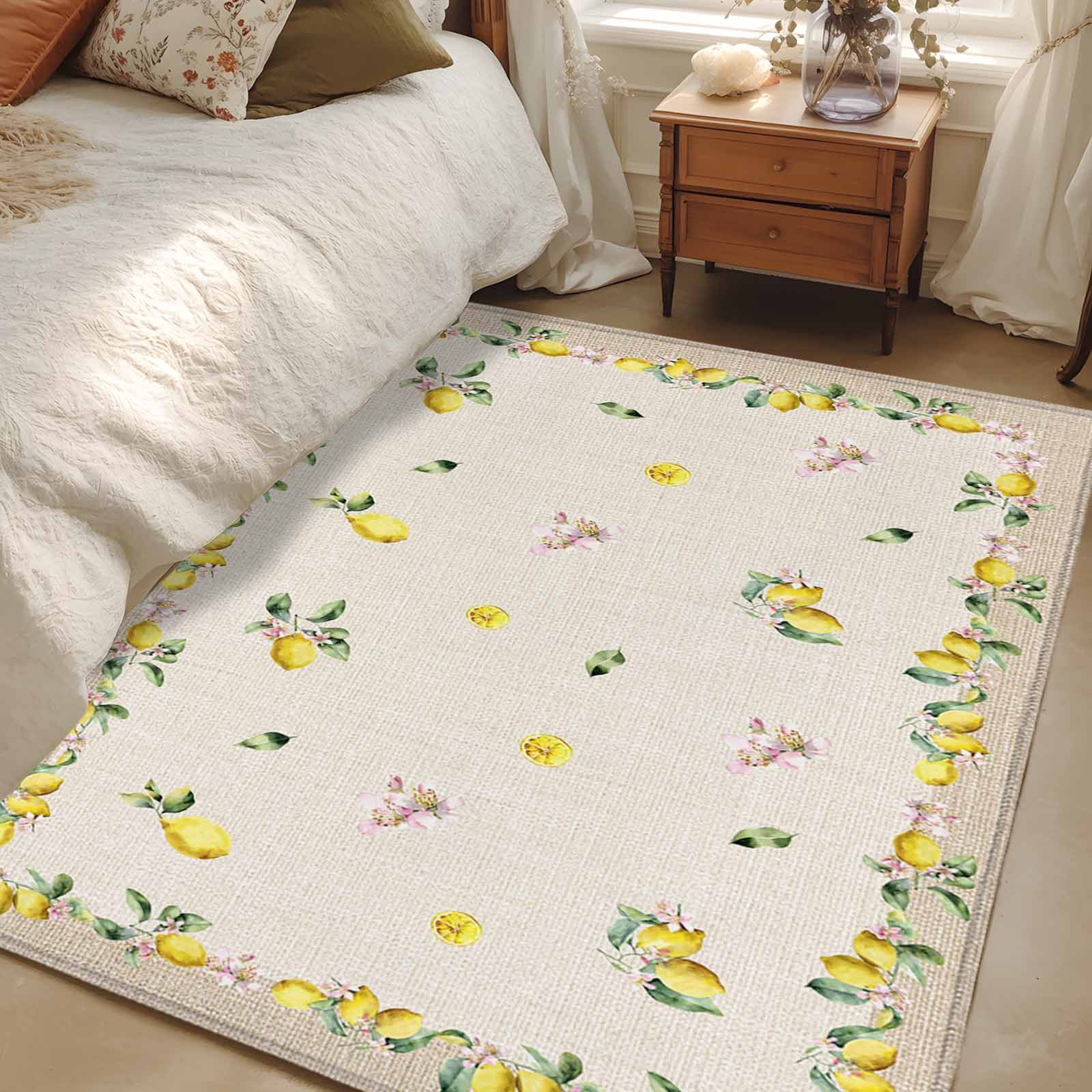 Area Rug for Living Room, Summer Lemons Non-Slip Indoor Large Carpet ...
