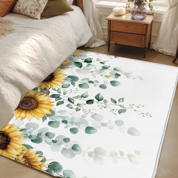Area Rug for Living Room, Sunflower Non-Slip Indoor Large Carpet for ...
