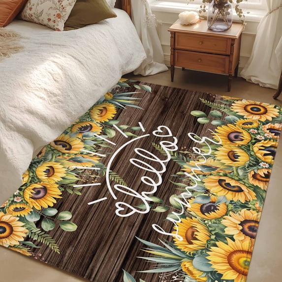 Area Rug for Living Room, Sunflower Non-Slip Indoor Large Carpet for ...
