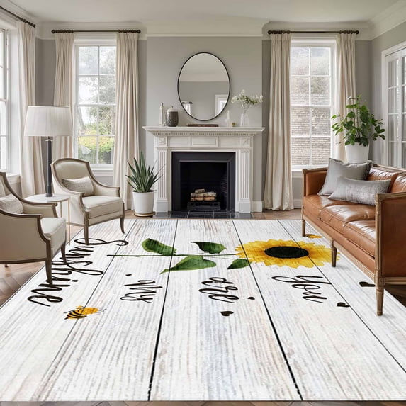 Area Rug for Living Room, Sunflowers Non-Slip Indoor Large Carpet for ...
