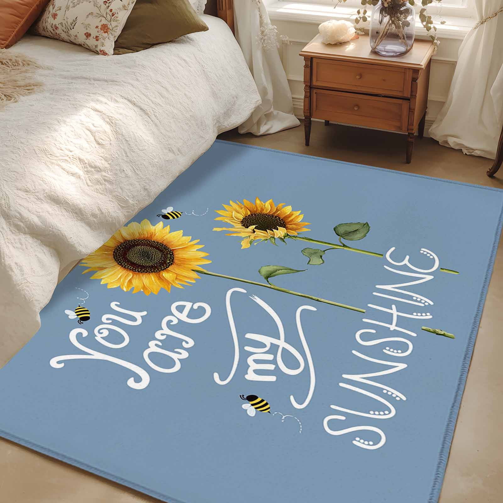 Area Rug for Living Room, Sunflowers Non-Slip Indoor Large Carpet for ...
