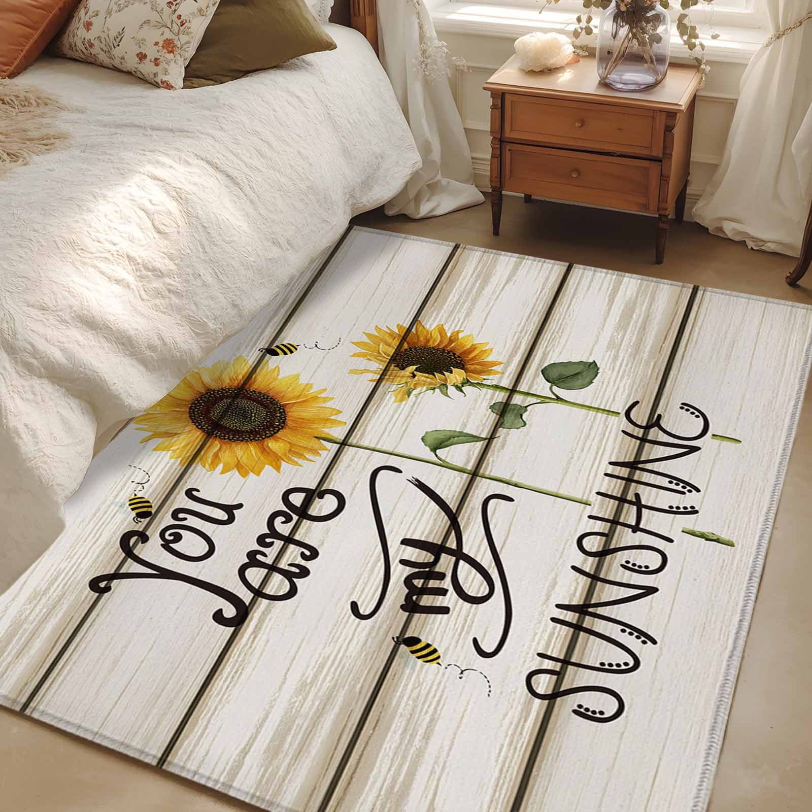 Area Rug for Living Room, Sunflowers Non-Slip Indoor Large Carpet for ...