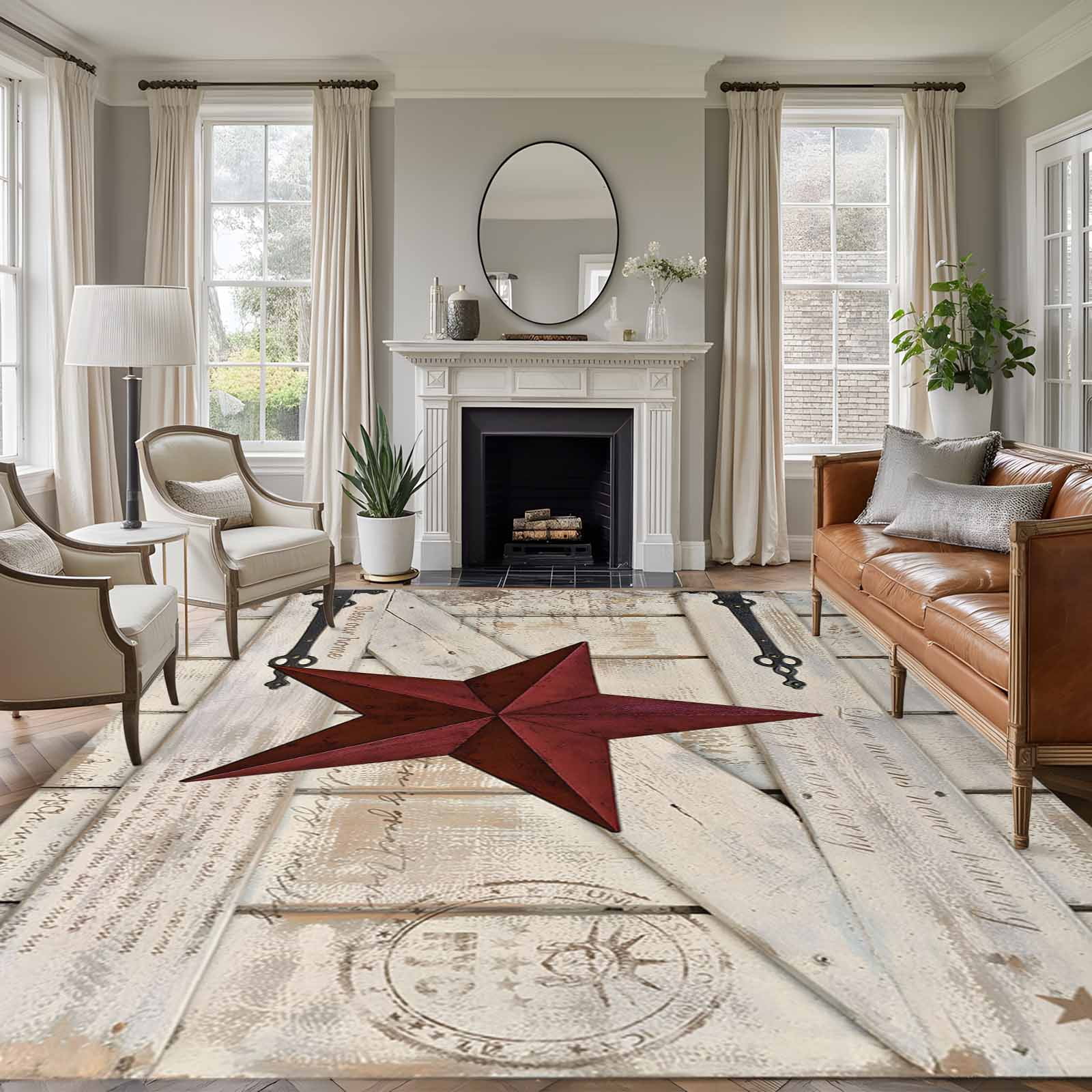 Area Rug for Living Room, Texas Star Vintage Non-Slip Indoor Ex Large ...