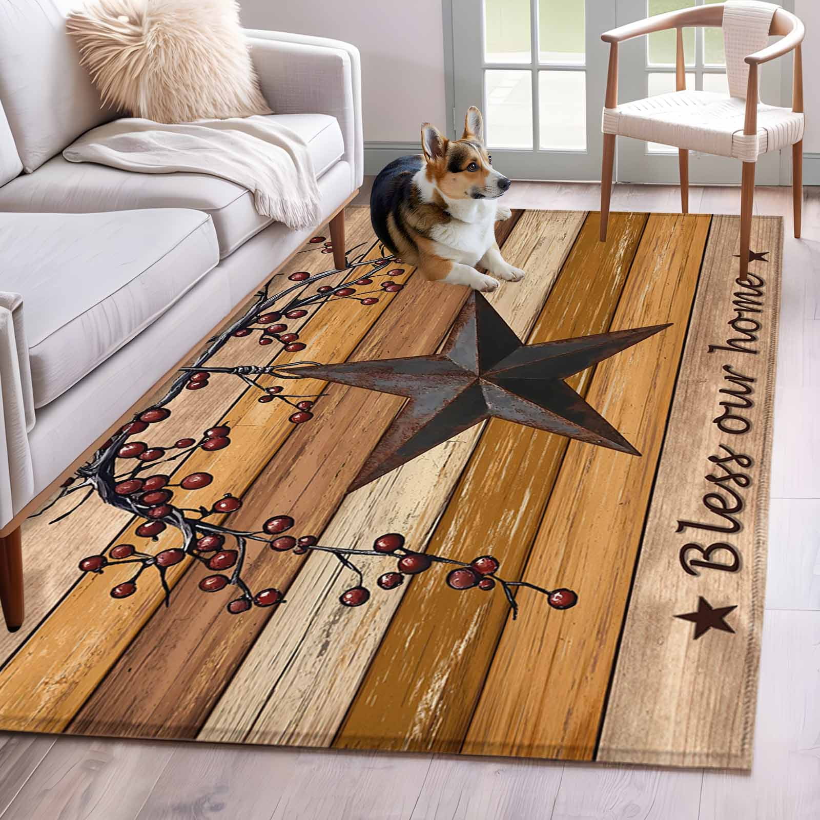 Area Rug for Living Room, Texas Star Vintage Non-Slip Indoor Large ...