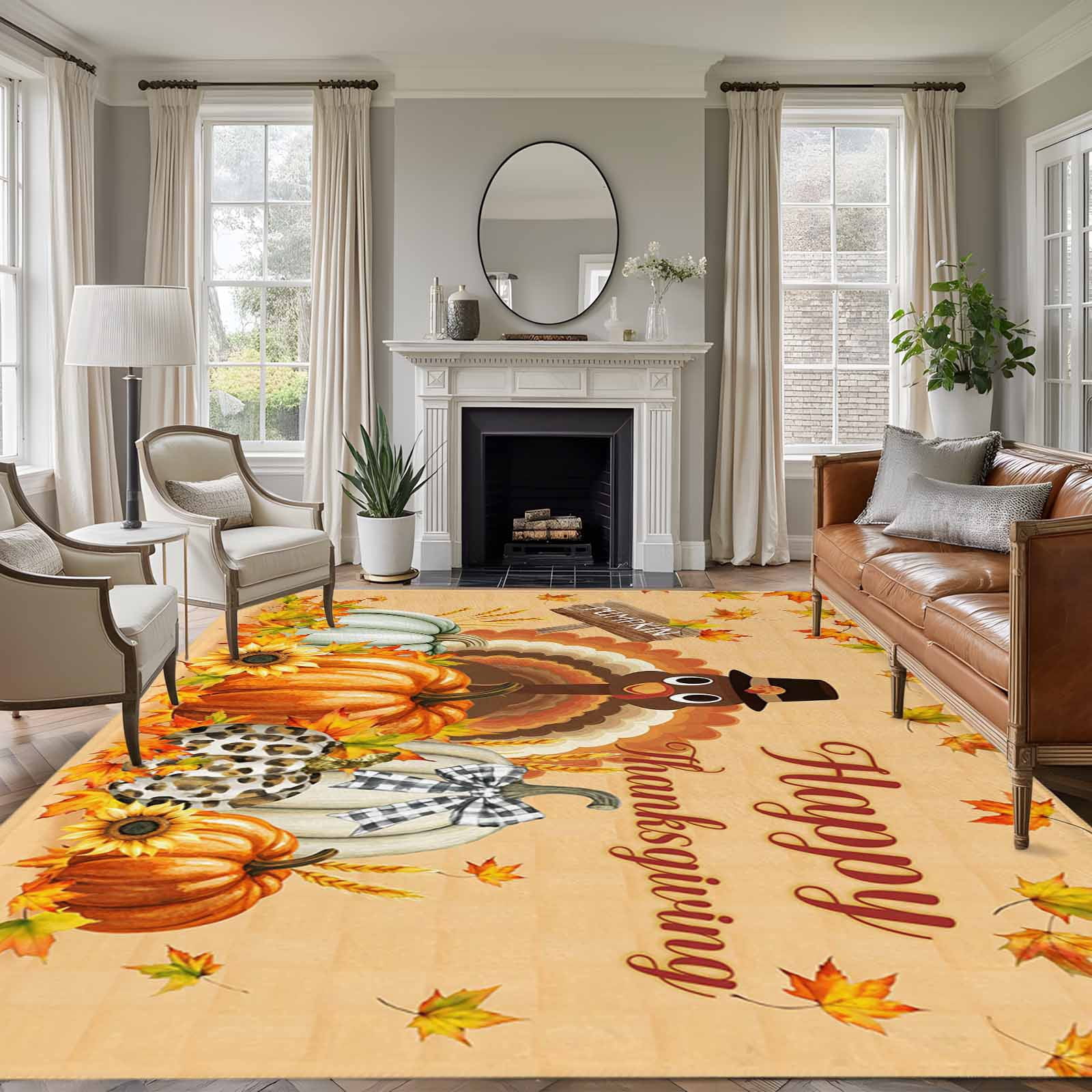 Area Rug for Living Room, Thanksgiving Non-Slip Indoor Large Carpet for ...