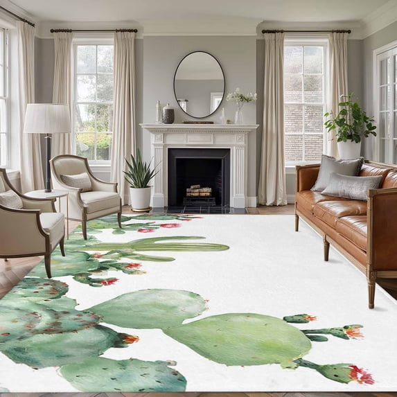 Area Rug for Living Room, Tropical Plants Non-Slip Indoor Large Carpet ...