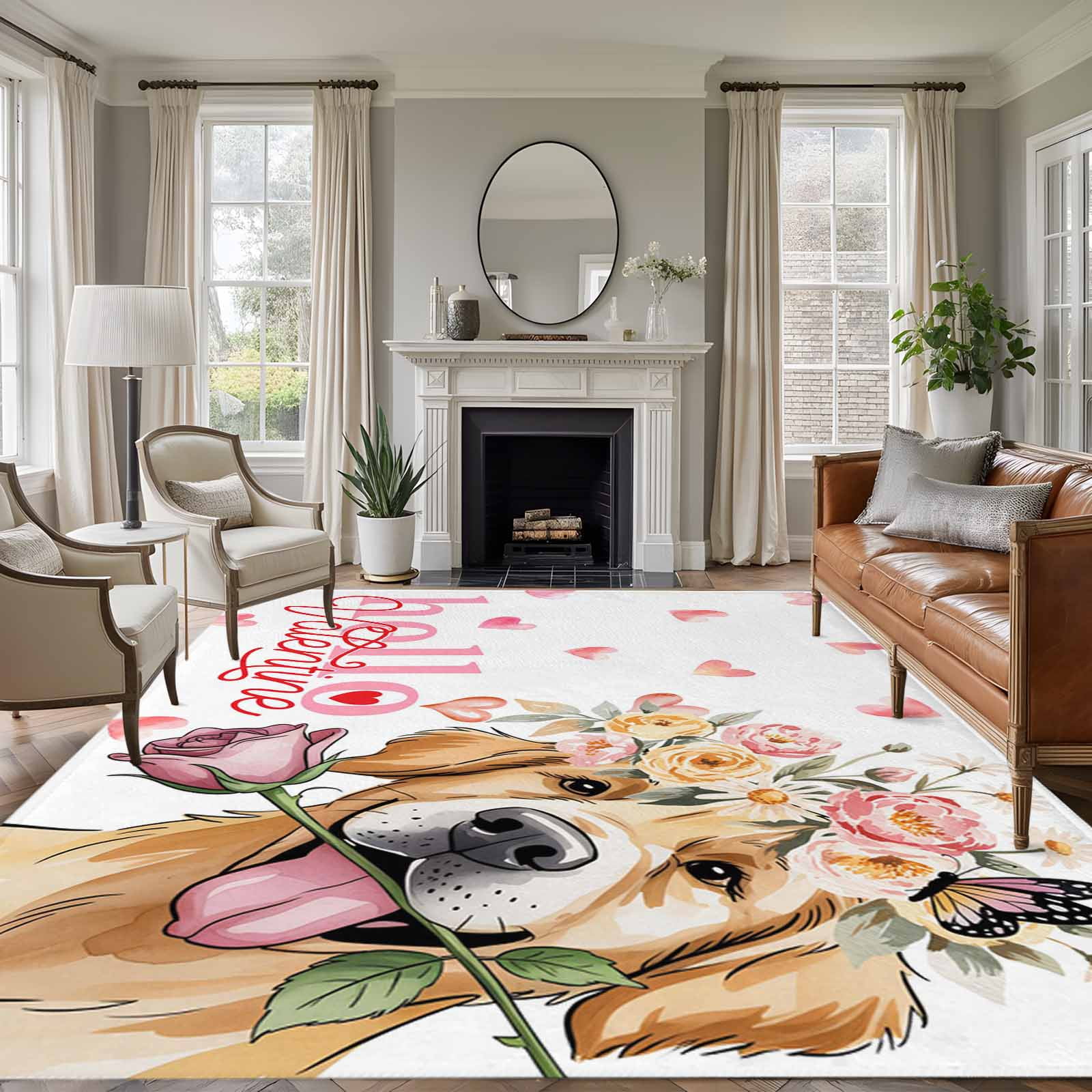Area Rug for Living Room, Valentine's Day Non-Slip Indoor Large Carpet ...