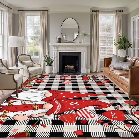 Area Rug for Living Room, Valentine's Day Non-Slip Indoor Large Carpet ...