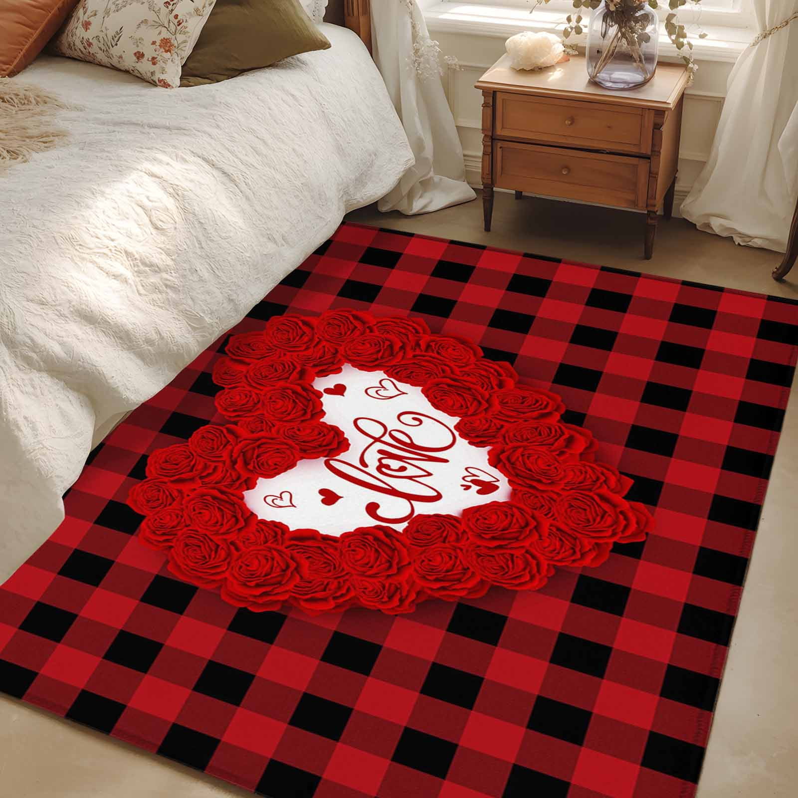 Area Rug for Living Room, Valentine's Day Non-Slip Indoor Large Carpet ...