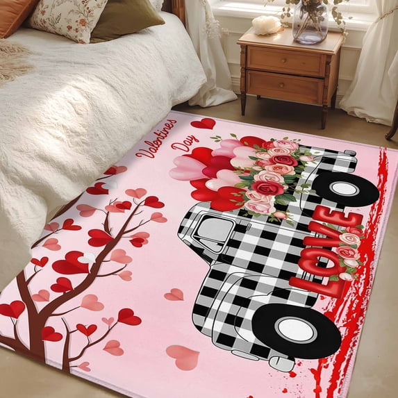 Area Rug for Living Room, Valentine's Day Non-Slip Indoor Large Carpet ...