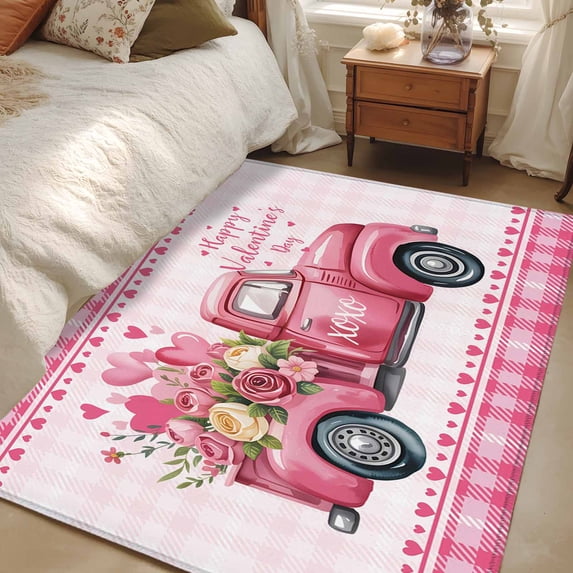 Area Rug for Living Room, Valentine's Day Non-Slip Indoor Large Carpet ...
